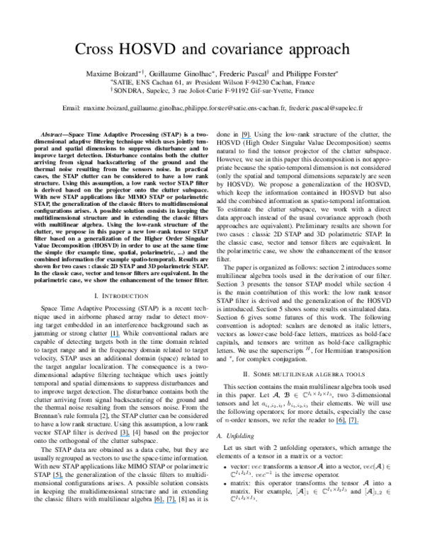 (PDF) Cross HOSVD and covariance approach