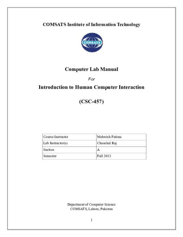 (PDF) COMSATS Institute of Information Technology Computer Lab Manual