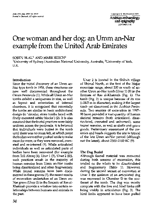 (PDF) One woman and her dog: An Umm an-Nar example from the United Arab ...