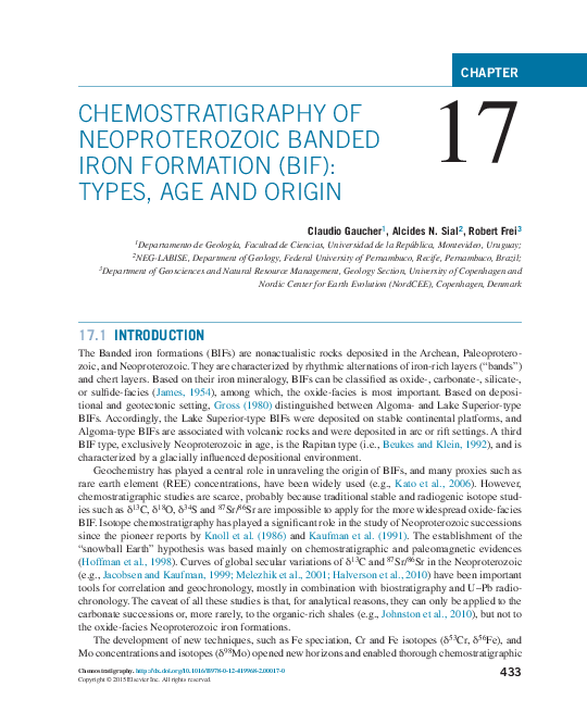 CHEMOSTRATIGRAPHY OF NEOPROTEROZOIC BANDED IRON FORMATION (BIF): TYPES ...