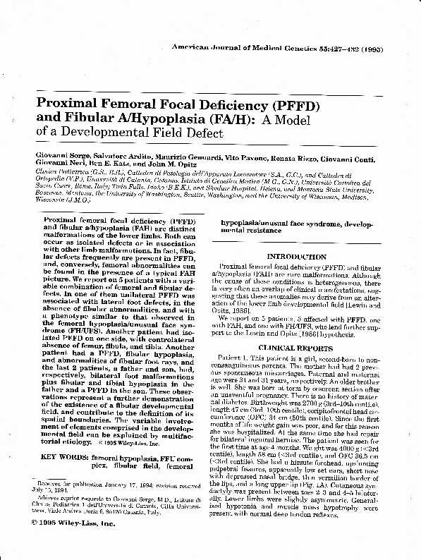 (PDF) Proximal femoral focal deficiency (PFFD) and fibular a/hypoplasia (FA/H): A model of a ...