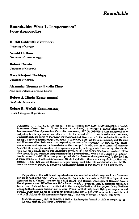 (PDF) Roundtable: What Is Temperament? Four Approaches