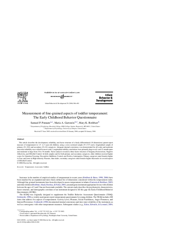 (PDF) Measurement of fine-grained aspects of toddler temperament: The ...