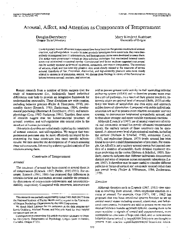 (PDF) Arousal, affect, and attention as components of temperament