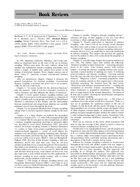 (PDF) Advanced distance sampling