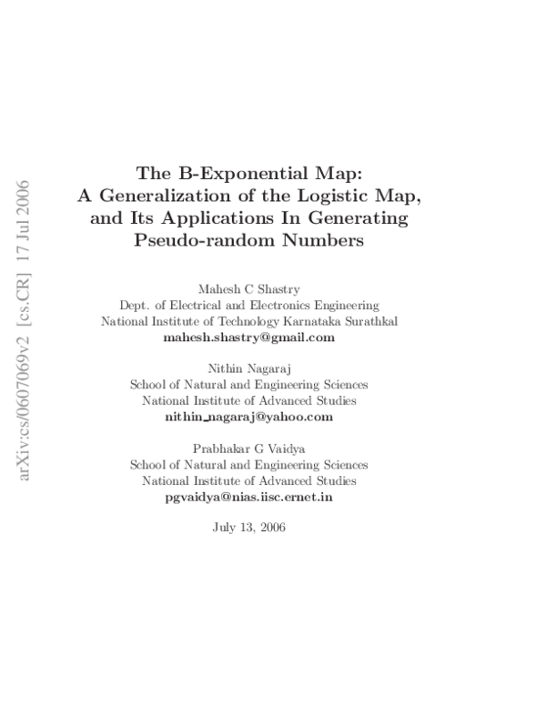 (PDF) The B-Exponential Map: A Generalization of the Logistic Map, and ...
