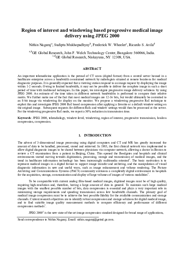 (PDF) Region of interest and windowing-based progressive medical image delivery using JPEG2000