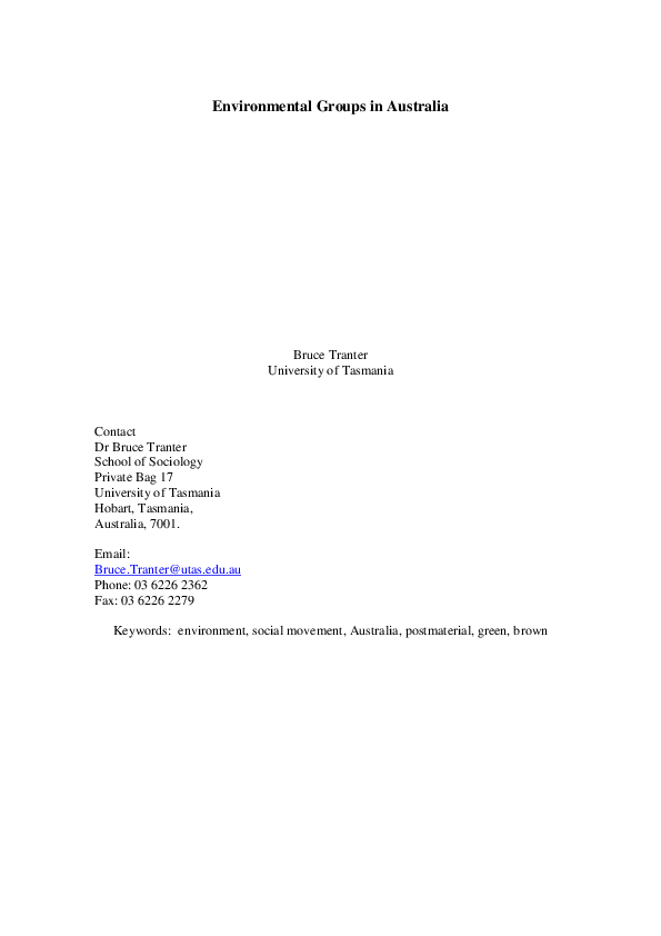 (PDF) Environmental Groups in Australia