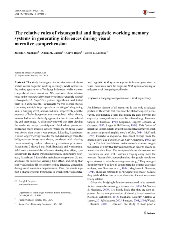 (PDF) The relative roles of visuospatial and linguistic working memory systems in generating ...