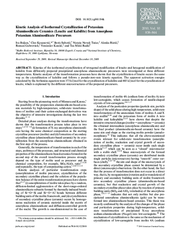 (PDF) Kinetic Analysis of Isothermal Crystallization of Potassium ...