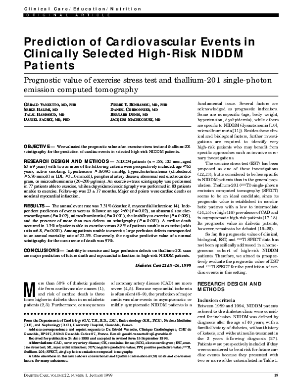 (PDF) Prediction of cardiovascular events in clinically selected high ...