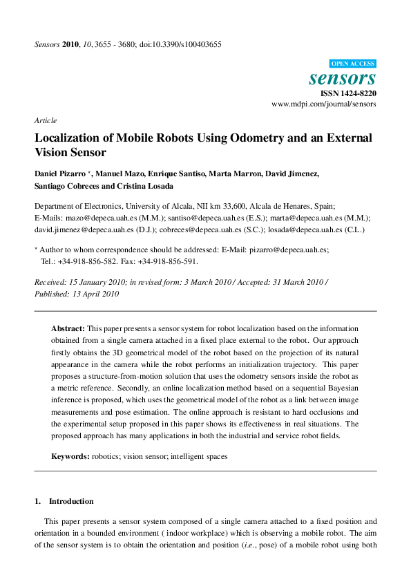 (PDF) Localization of Mobile Robots Using Odometry and an External Vision Sensor