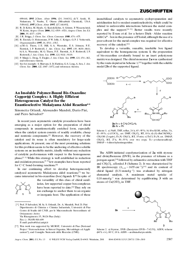 (PDF) An Insoluble Polymer-Bound Bis-Oxazoline Copper(II) Complex: A Highly Efficient ...
