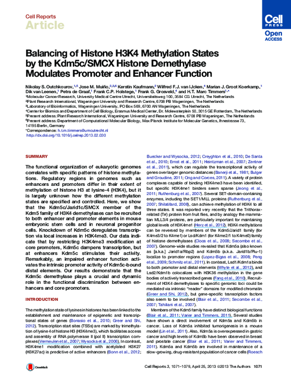 (PDF) Balancing of histone H3K4 methylation states by the Kdm5c/SMCX ...