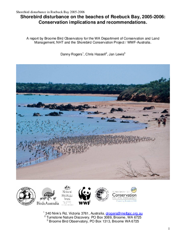 (PDF) Shorebird Disturbance on the Beaches of Roebuck Bay 2005-2006 ...