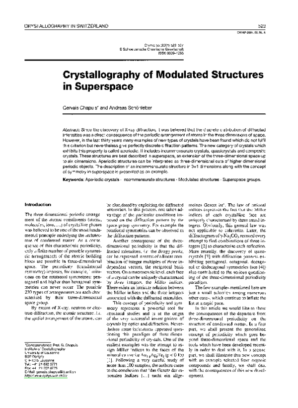 (PDF) Crystallography of Modulated Structures in Superspace