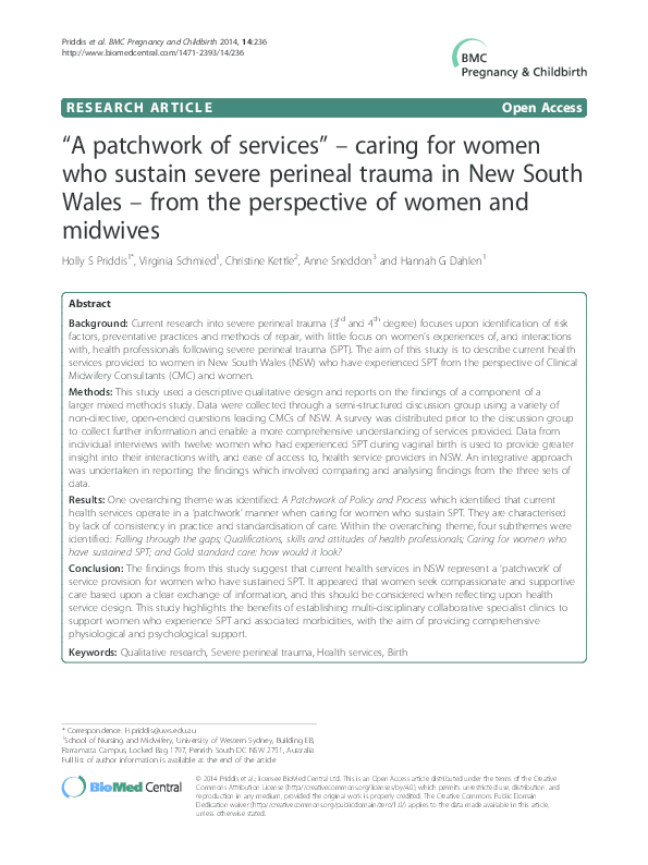 (PDF) “A patchwork of services” – caring for women who sustain severe ...