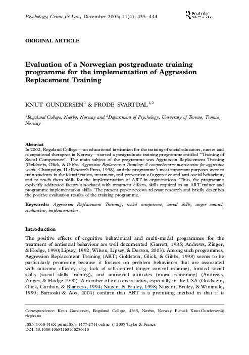 (PDF) Evaluation of a Norwegian postgraduate training programme for the ...