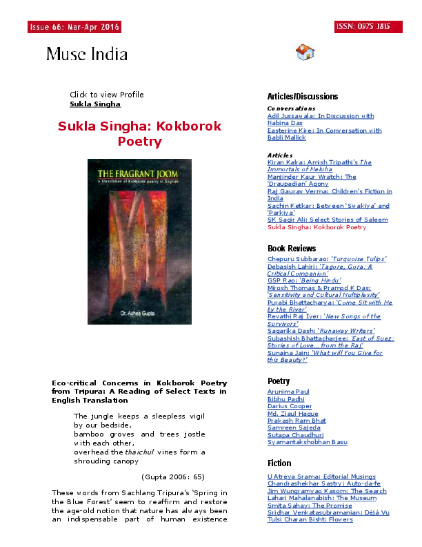 (PDF) Ecocriticism in Kokborok Poetry In Translation