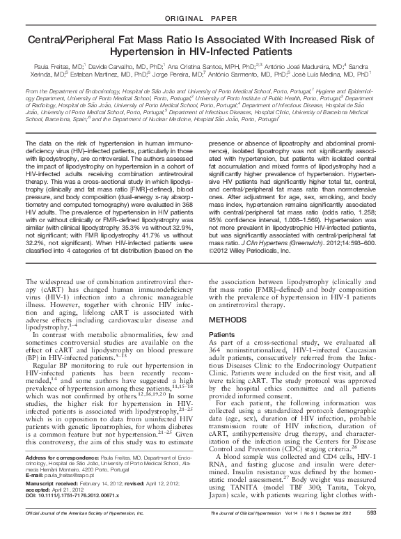 (PDF) Central/Peripheral Fat Mass Ratio Is Associated With Increased ...