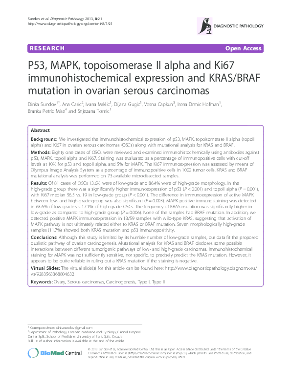 (PDF) P53, MAPK, topoisomerase II alpha and Ki67 immunohistochemical ...
