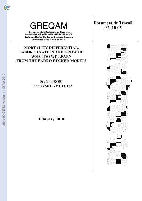 (PDF) Mortality Differential, Labor Taxation and Growth: What Do We ...