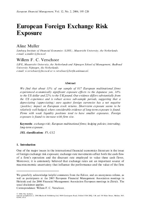 (PDF) European Foreign Exchange Risk Exposure