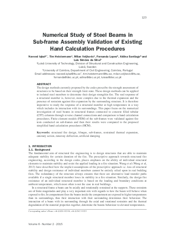 (PDF) Numerical Study of Steel Beams in Sub-frame Assembly Validation ...