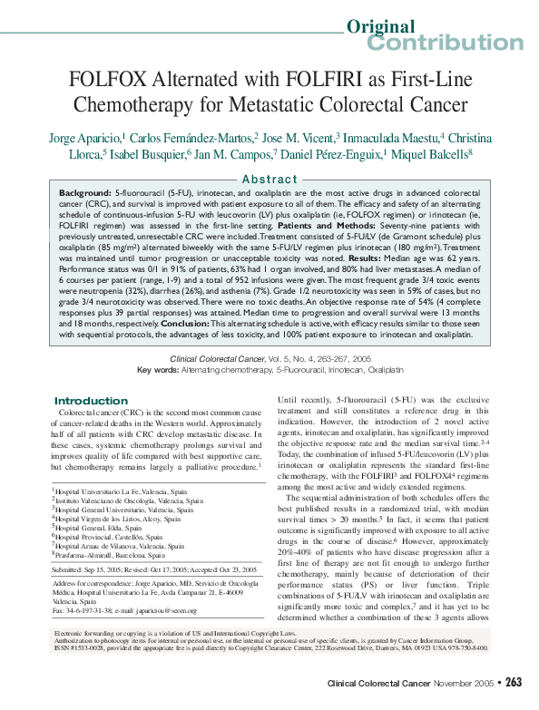 (PDF) FOLFOX Alternated with FOLFIRI as First-Line Chemotherapy for ...