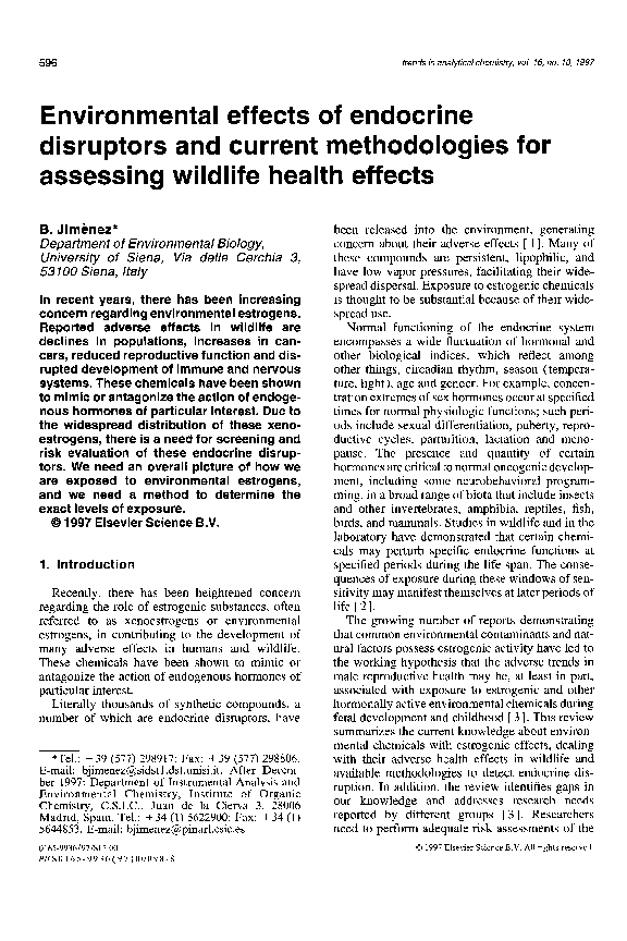 (PDF) Environmental effects of endocrine disruptors and current ...