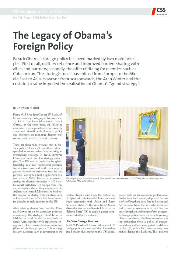 The Legacy of Obama's Foreign Policy