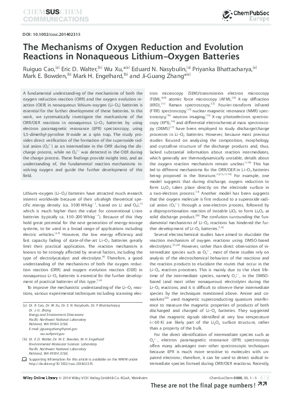 (PDF) The mechanisms of oxygen reduction and evolution reactions in ...
