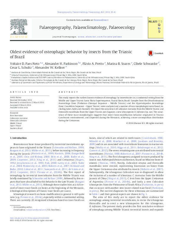 (PDF) Oldest evidence of osteophagic behavior by insects from the ...