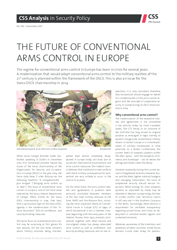 The Future of Conventional Arms Control in Europe