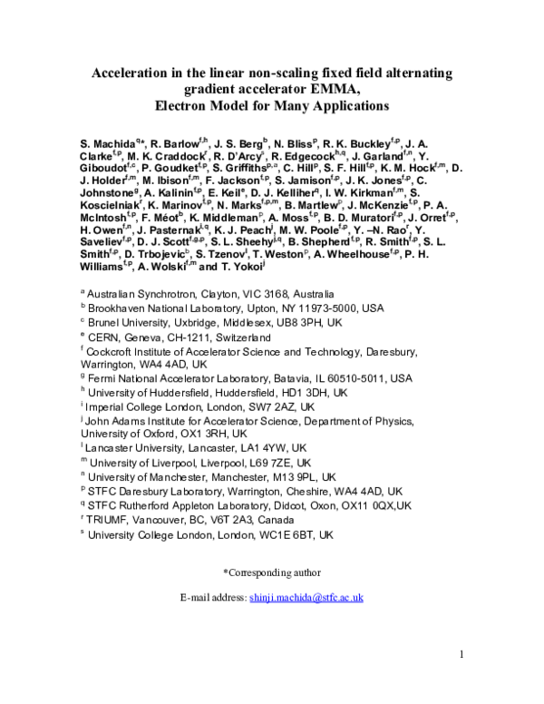 Pdf Acceleration In The Linear Non Scaling Fixed Field Alternating