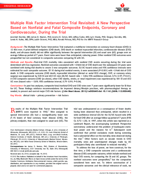 (PDF) Multiple risk factor intervention trial revisited: a new ...