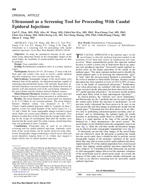 (PDF) Ultrasound as a Screening Tool for Proceeding With Caudal ...
