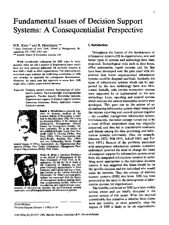 (PDF) Fundamental issues of decision support systems: A ...