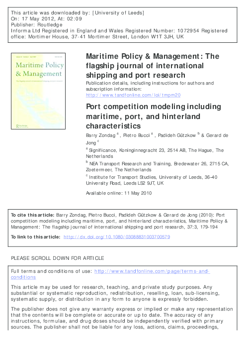 (PDF) Port competition modeling including maritime, port, and ...
