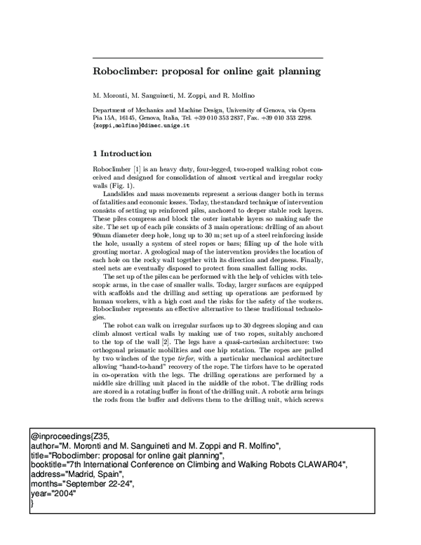 (PDF) Roboclimber: Autonomous Gait Planning System