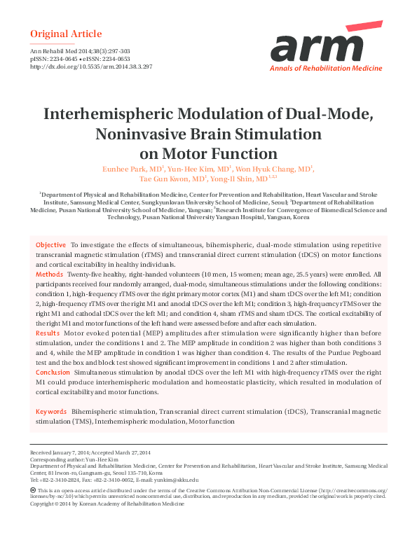 (PDF) Interhemispheric Modulation of Dual-Mode, Noninvasive Brain ...