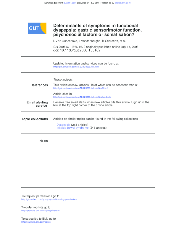 (PDF) Determinants of symptoms in functional dyspepsia: gastric sensorimotor function ...