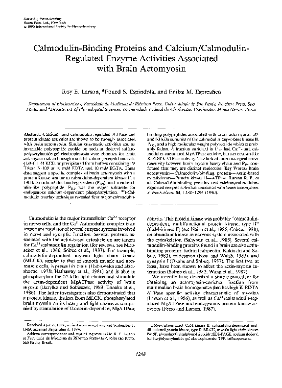 (PDF) Calmodulin-Binding Proteins and Calcium/Calmodulin Regulated Enzyme Activities Associated ...