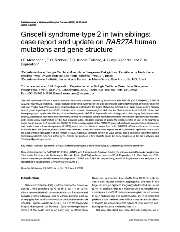 Griscelli syndrome-type 2 in twin siblings: case report and update on ...