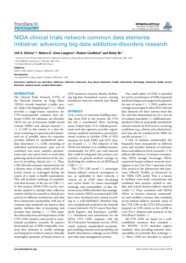 (PDF) NIDA Clinical Trials Network Common Data Elements Initiative ...