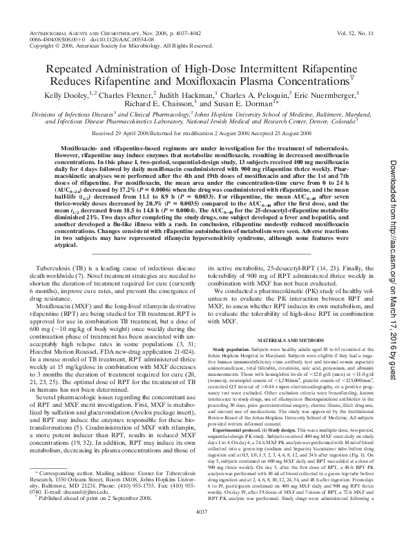 (PDF) Repeated Administration of High-Dose Intermittent Rifapentine ...