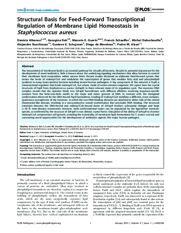 (PDF) Structural Basis for Feed-Forward Transcriptional Regulation of Membrane Lipid Homeostasis ...