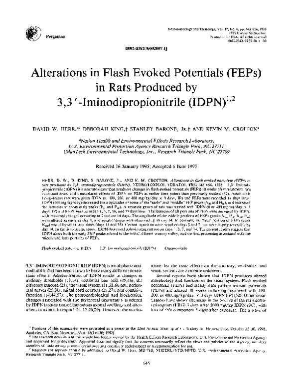 (PDF) Alterations in flash evoked potentials (FEPs) in rats produced by ...