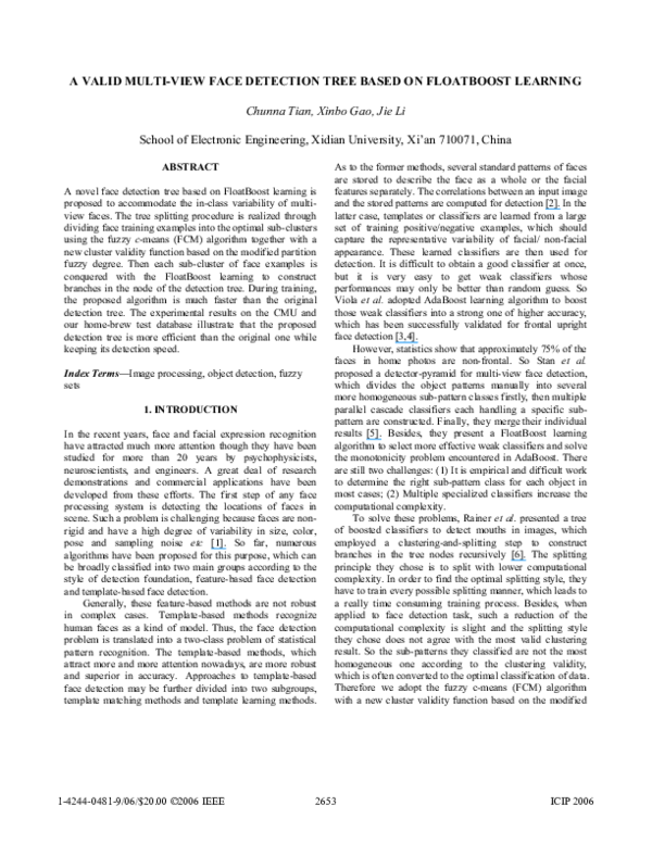 Pdf A Valid Multi View Face Detection Tree Based On Floatboost Learning
