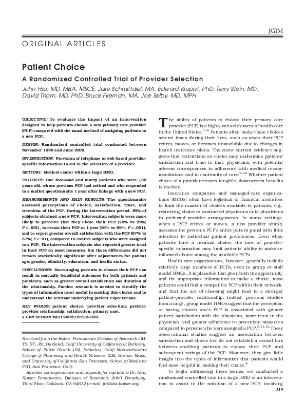 (PDF) Patient choice